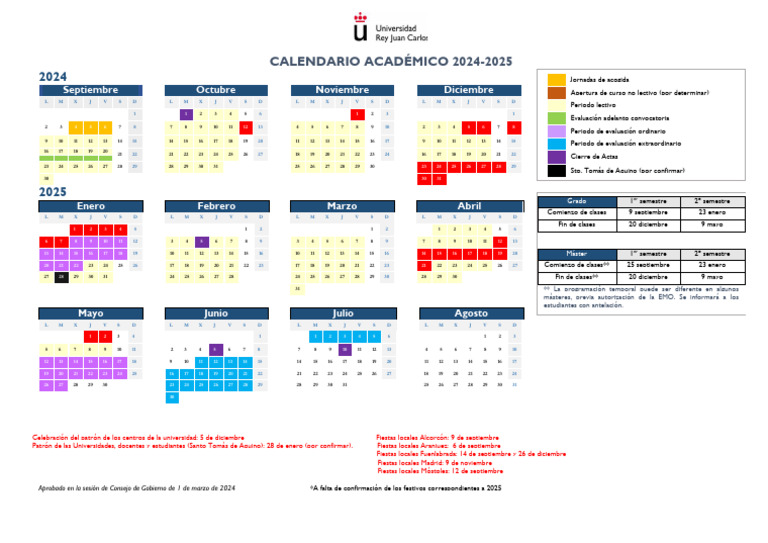 Calendario Académico 2024-2025 | PDF