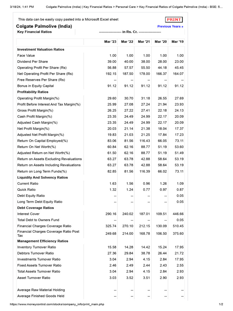 Colgate Ratio Analysis Report-2019 To 2023 | PDF | Dividend | Financial ...