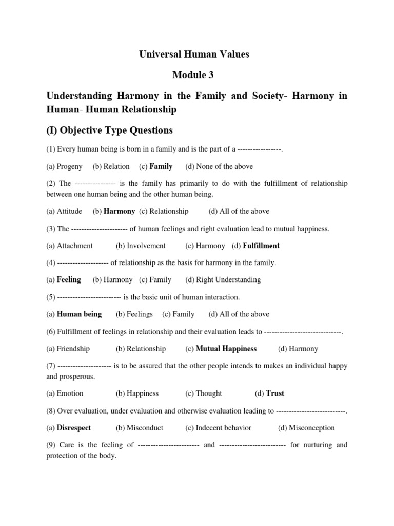 Harmony in Human Relationships | PDF | Happiness | Feeling