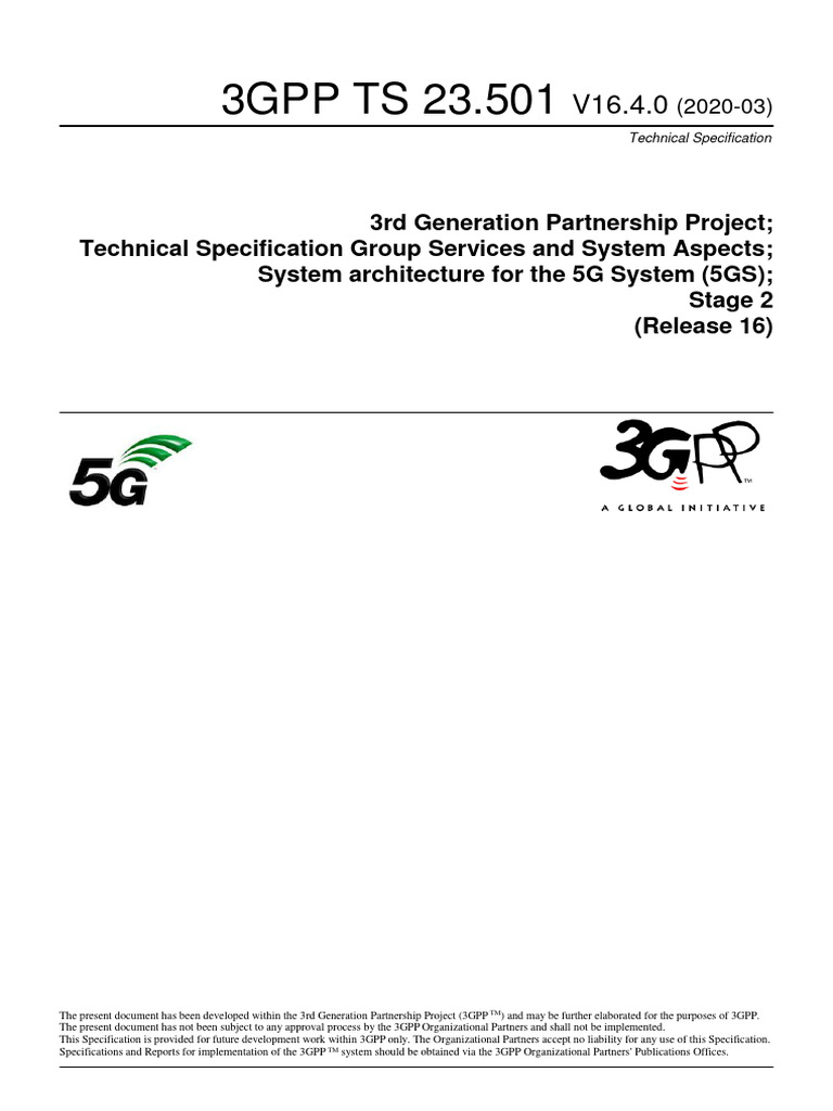 3GPP TS 23.501 | PDF | Quality Of Service | 3 Gpp