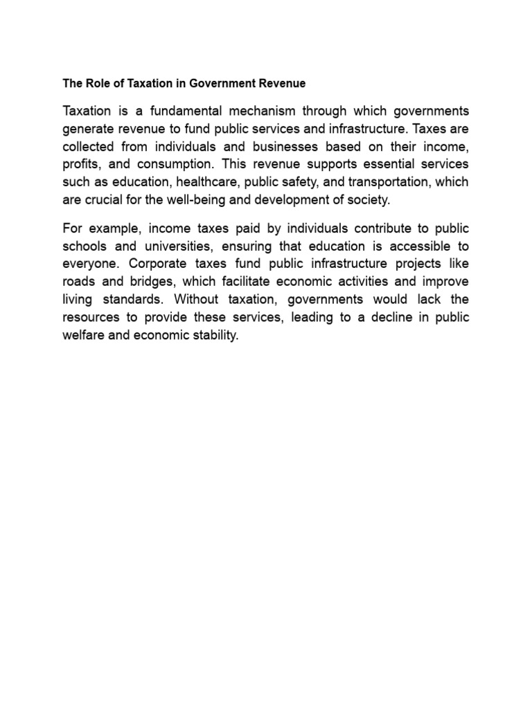 The Role of Taxation in Government Revenue | PDF
