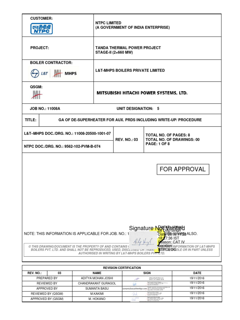9562-102-Pvm-b-074-03 Ga of De-Superheater For Aux. Prds Including ...