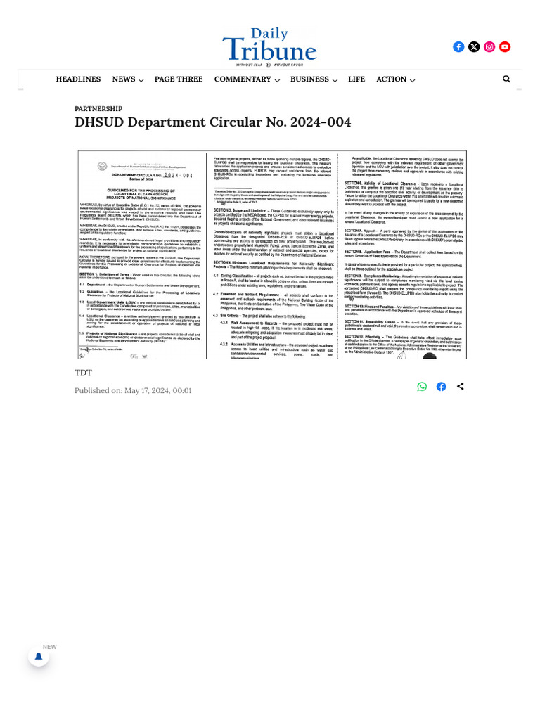 DHSUD Department Circular No. 2024-004 - Guidelines On Locational ...