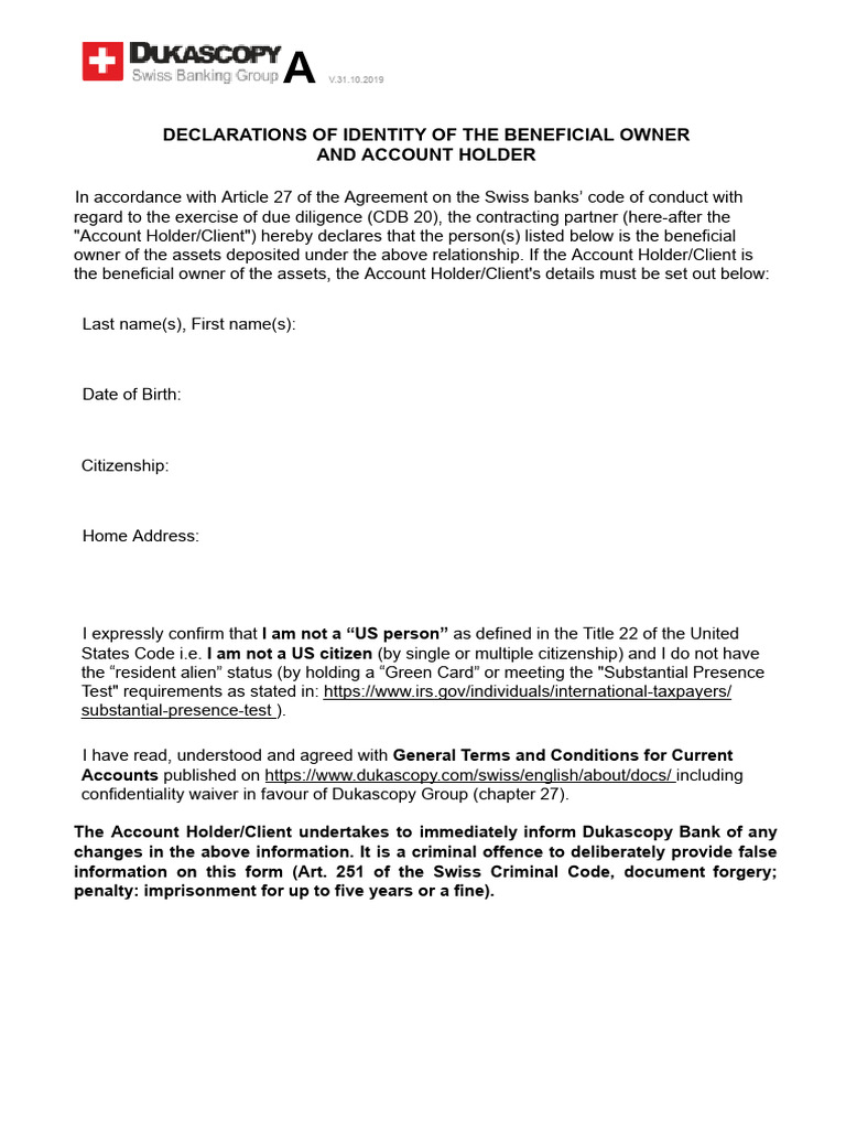 Beneficial Owner Declaration Form | PDF