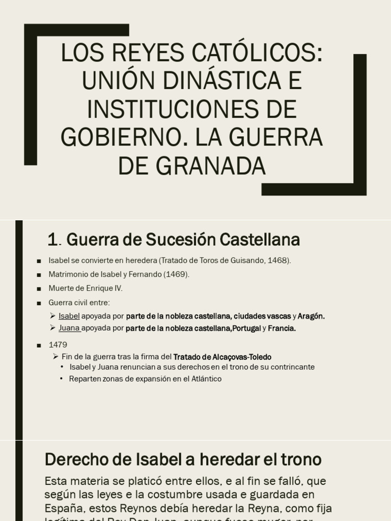 3.1. Los Rrcc. Unión Dinástica e Instituciones de Gobierno. Guerra de Granada | PDF | España ...
