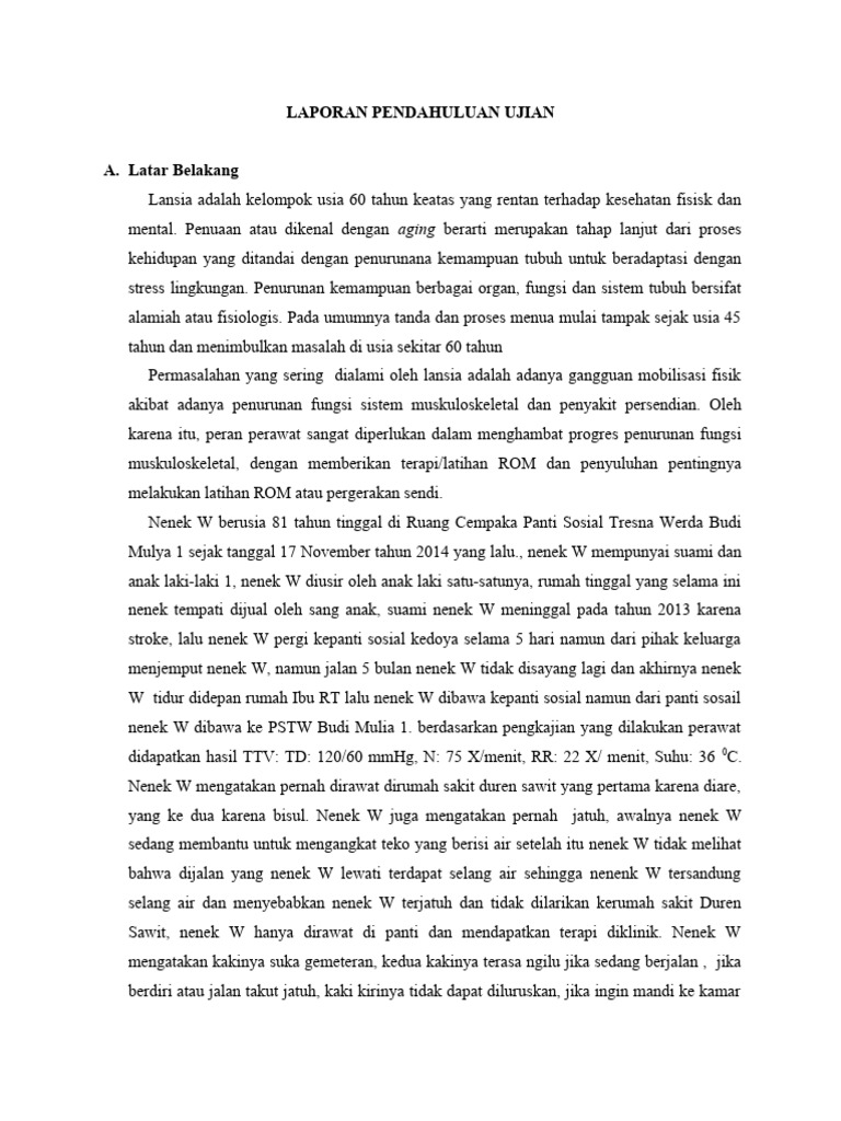 Laporan Pendahuluan Ujian | PDF