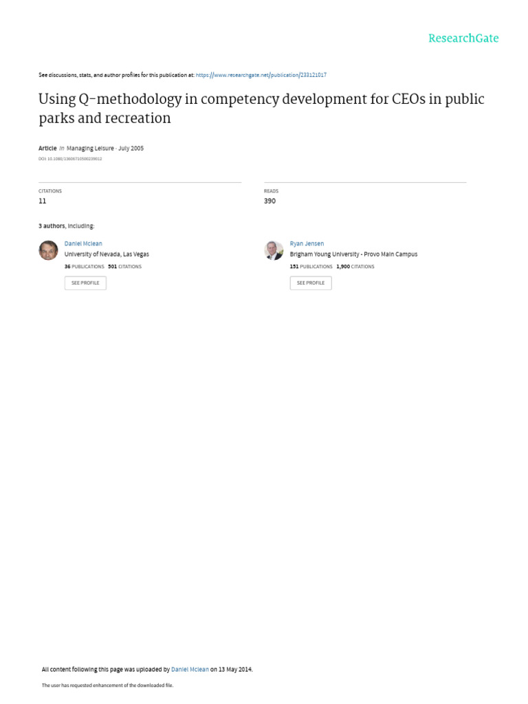 Using Q-Methodology in Competency Development For | PDF | Methodology | Leadership