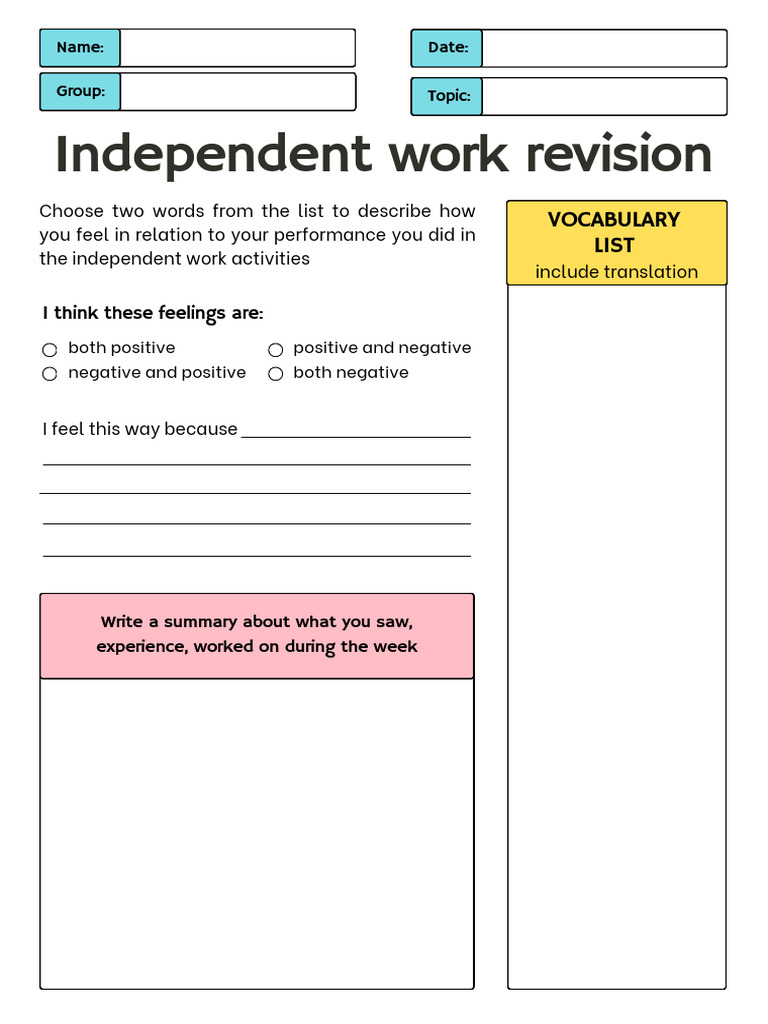 Independent Work Revision Format | PDF