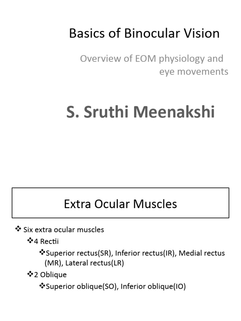 Basics of Binocular Vision - Eom Physiology and Eye Movements and Laws ...