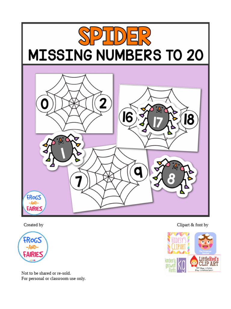 Spider Missing Numbers To 20 F | PDF