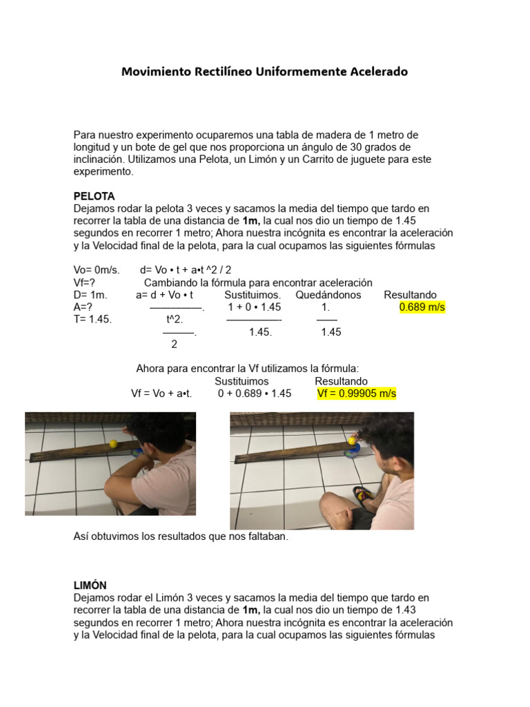 MRUA Equipo | PDF | Física | Metrología
