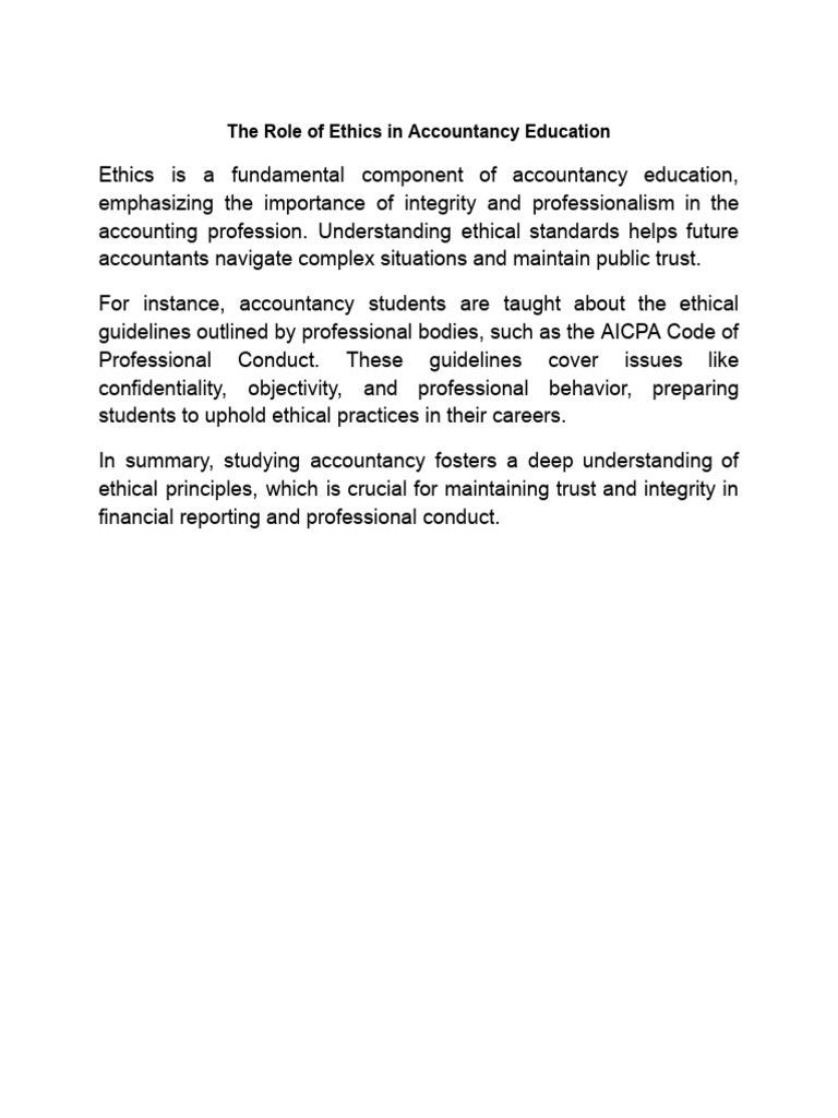 Ethics in Accountancy Education | PDF