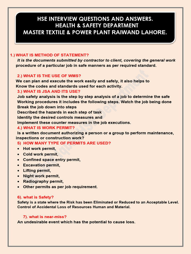 HSE Questions and Answers | PDF | Combustion | Fuels
