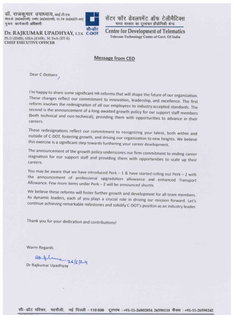 Message From CEO - Growth Policy and Rede | PDF