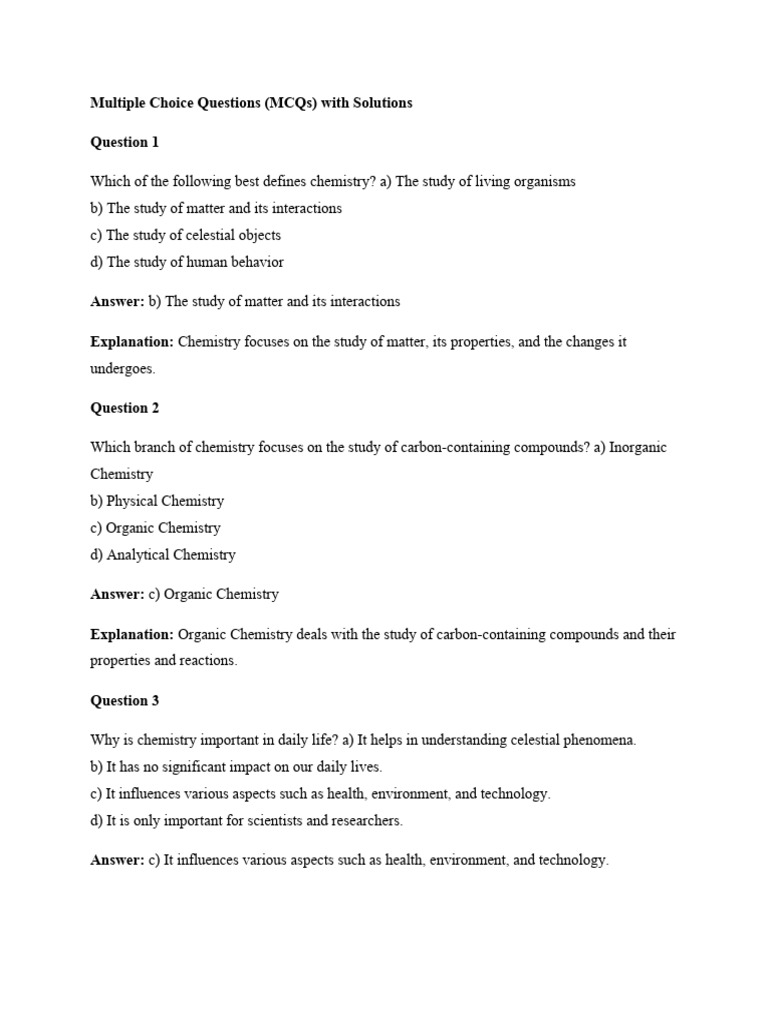 Introduction To Chemistry. MCQZ | PDF | Chemistry | Chemical Substances
