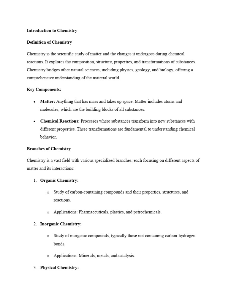 Introduction to Chemistry. Theory | Download Free PDF | Chemistry ...