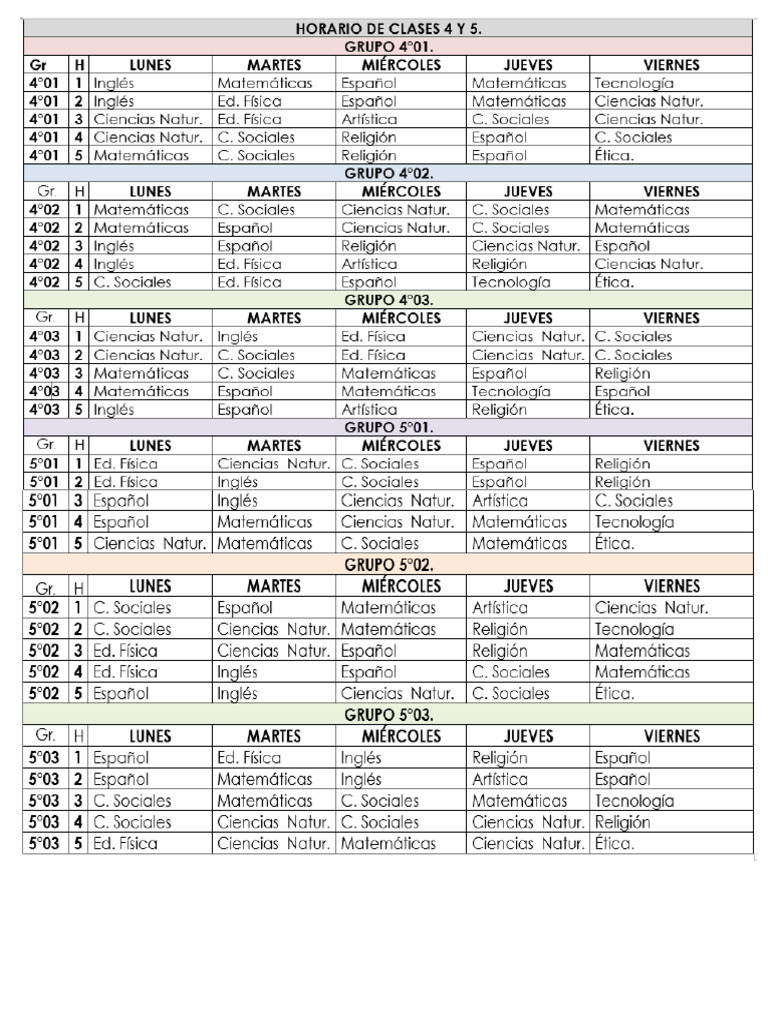 2024 HORARIOS DE CLASES (1) | PDF