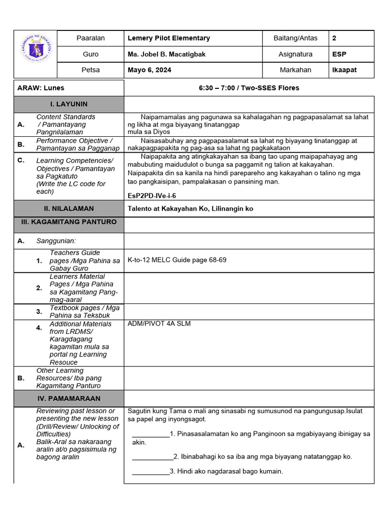 DLL ESP 2 Q4 WEEK 6 May 6 2024 | PDF