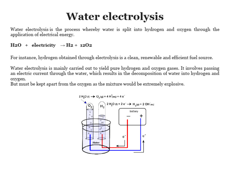 Water Electrolysis for Clean Energy | PDF