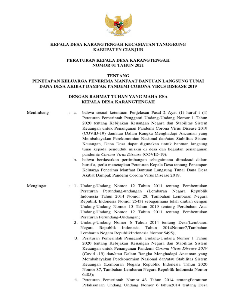 Perkades KPM Desa Karangtengah | PDF