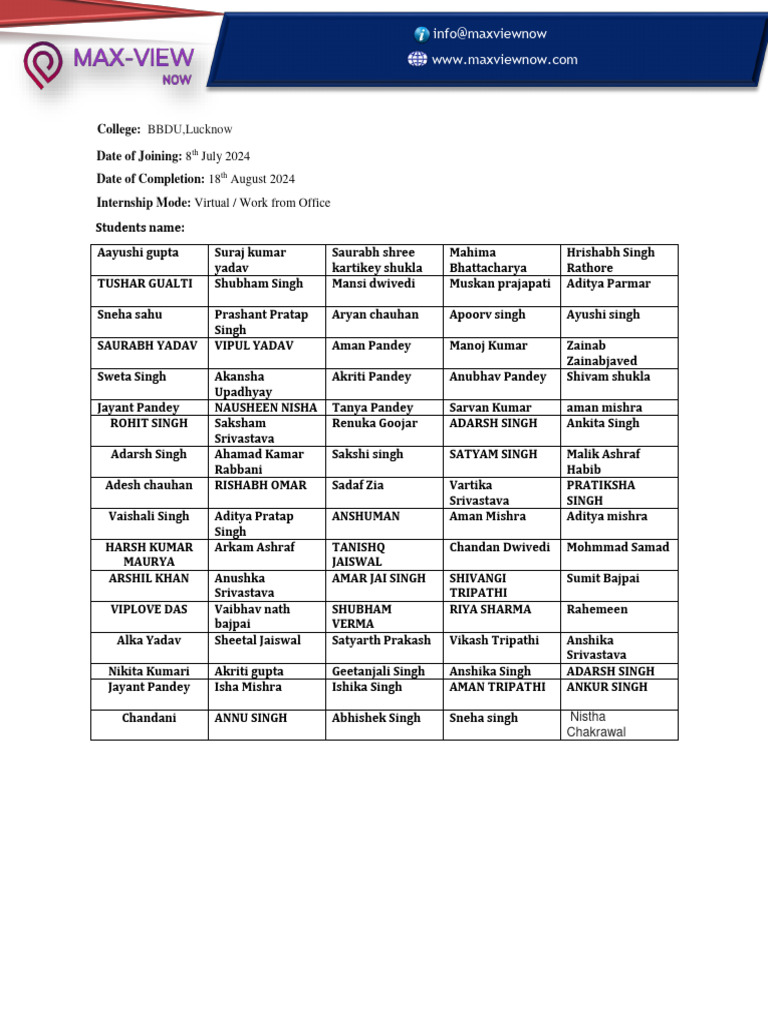 Maxview Now Offer Letter BBDU | PDF | Internship | Job Hunting