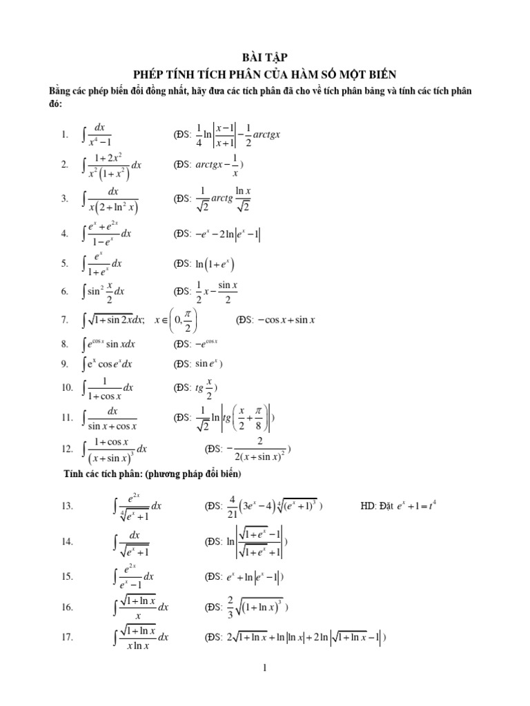 Bai tap tich phan | PDF