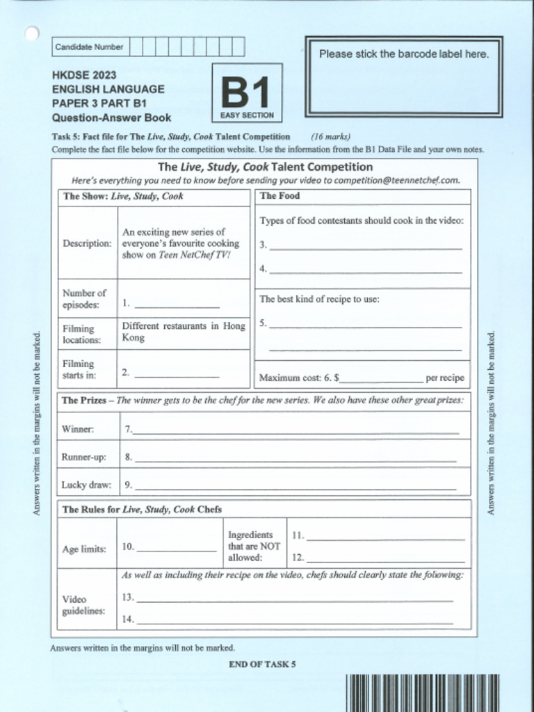 2023 HKDSE English Language Paper 3B1 QP | PDF