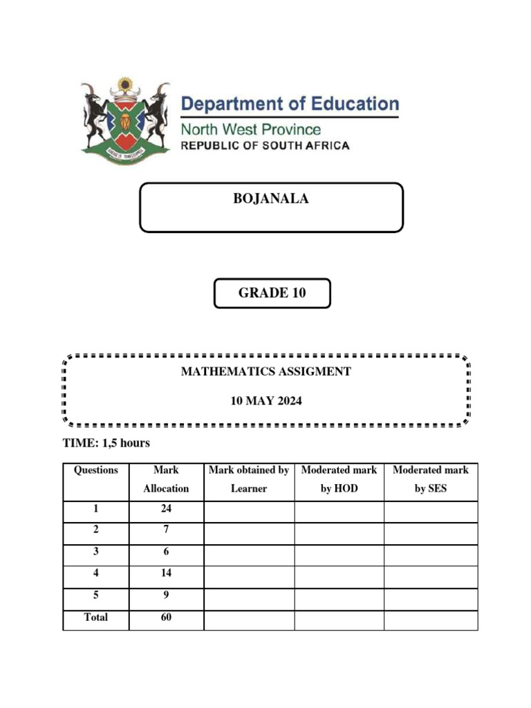 2024 May Grade 10 Assignment Final District Paper-2-2 - 055614 | PDF ...