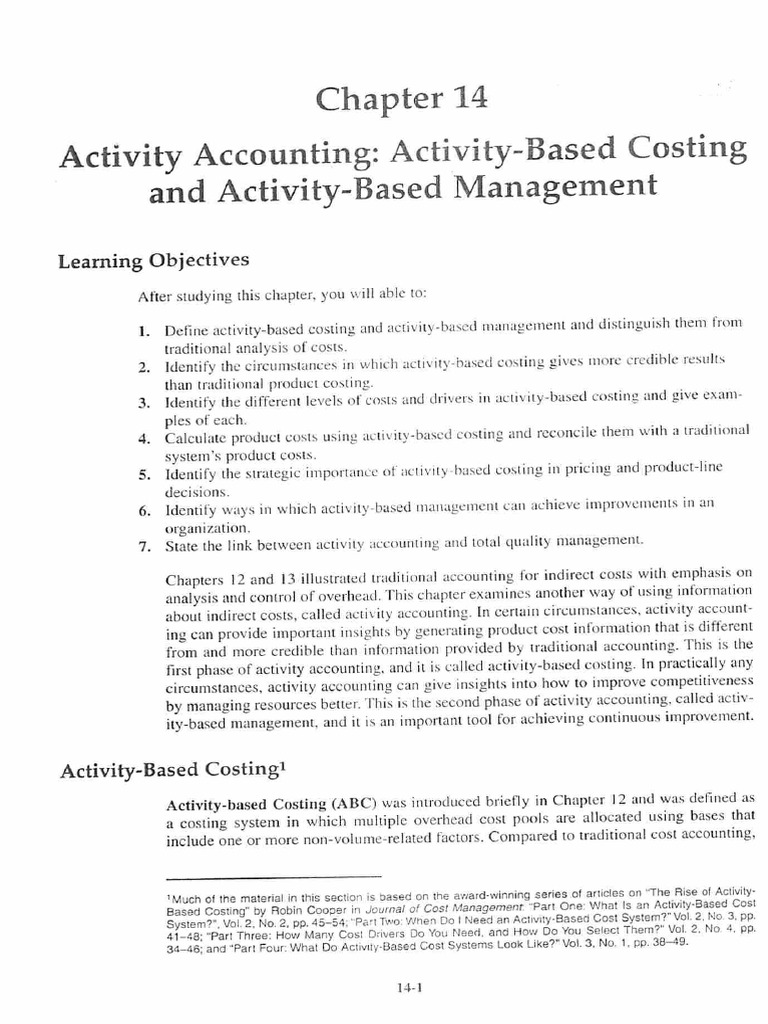 Ch. 14 Activity Accounting - ABC and ABM | PDF