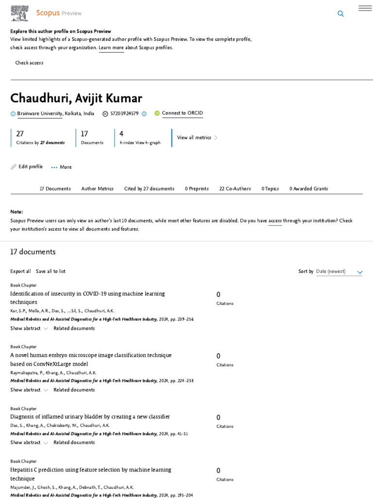 Chaudhuri, Avijit Kumar - Author Details - Scopus Preview | PDF ...