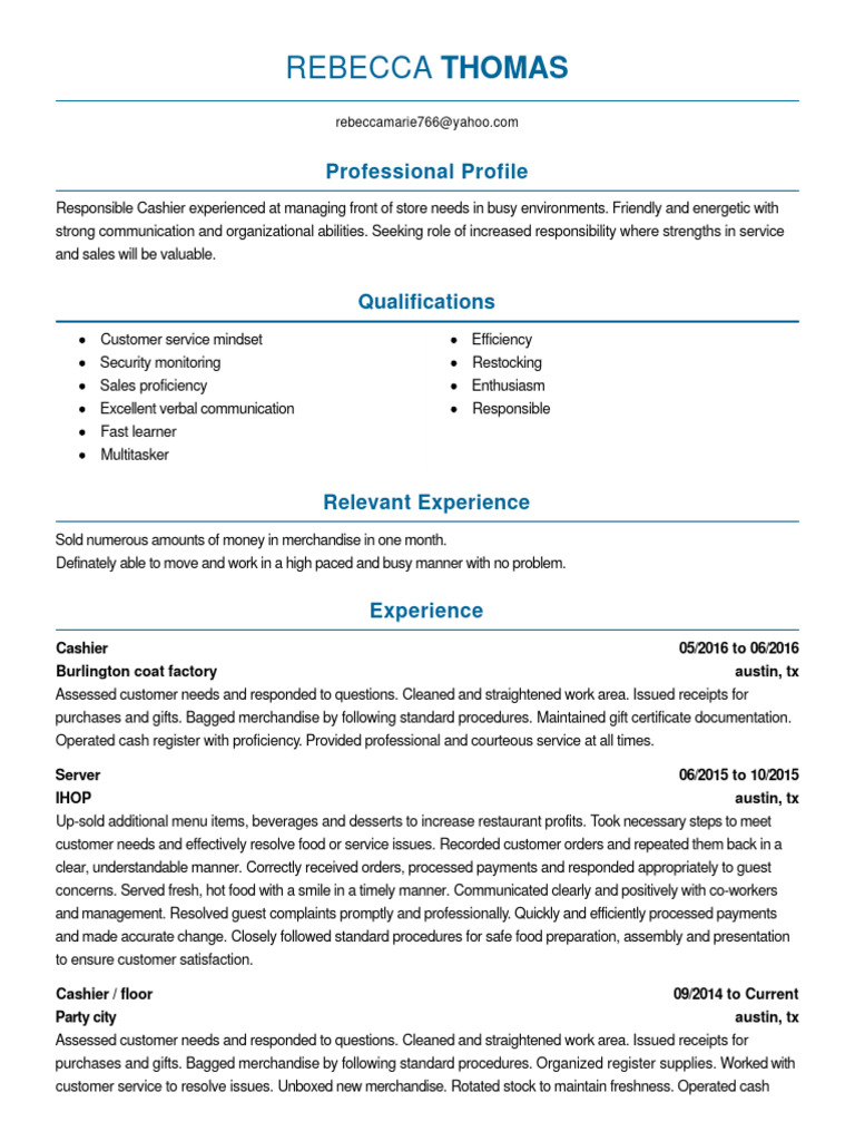 Rebecca Thomas Resume 1 | PDF | Merchandising | Business