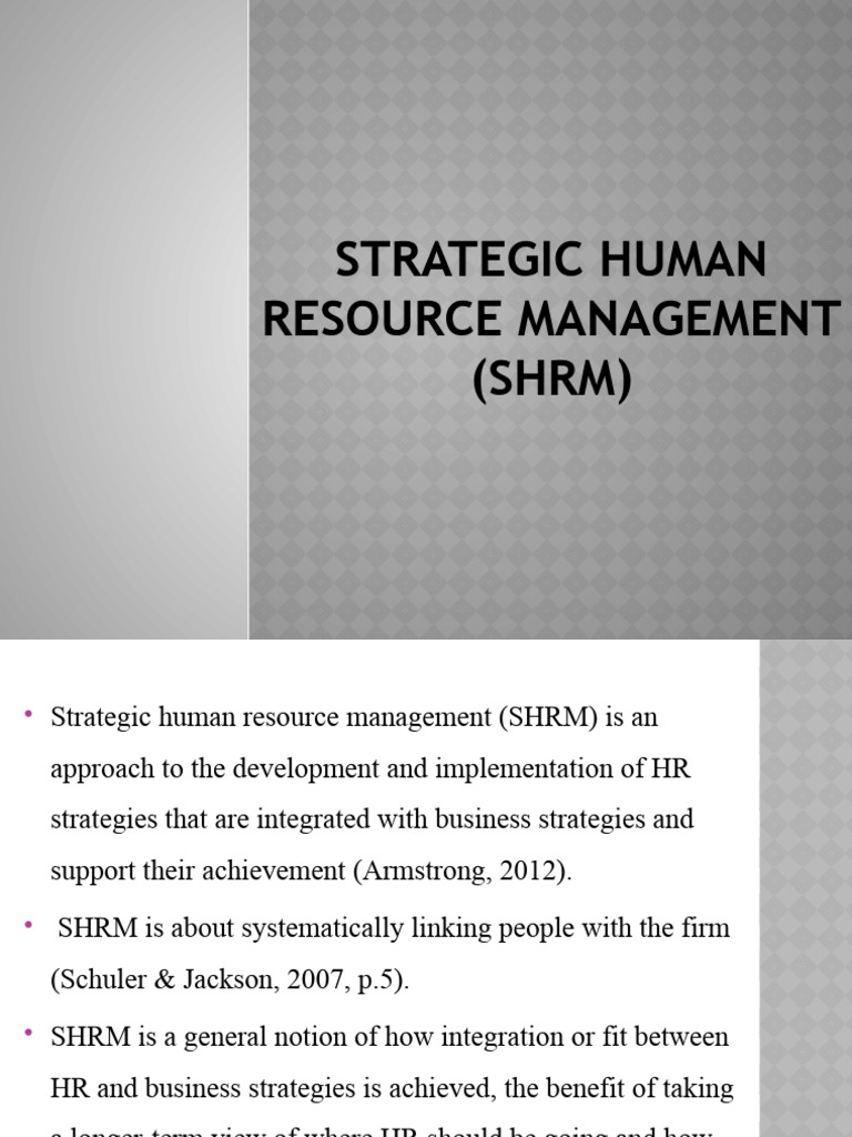 Strategic Human Resource Management | PDF | Strategic Management | Human Resource Management