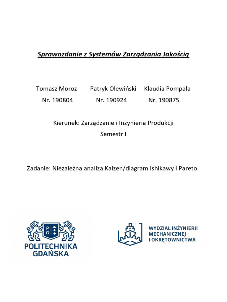 Sprawozdanie SZJ Niezależna Analiza Kaizen | PDF
