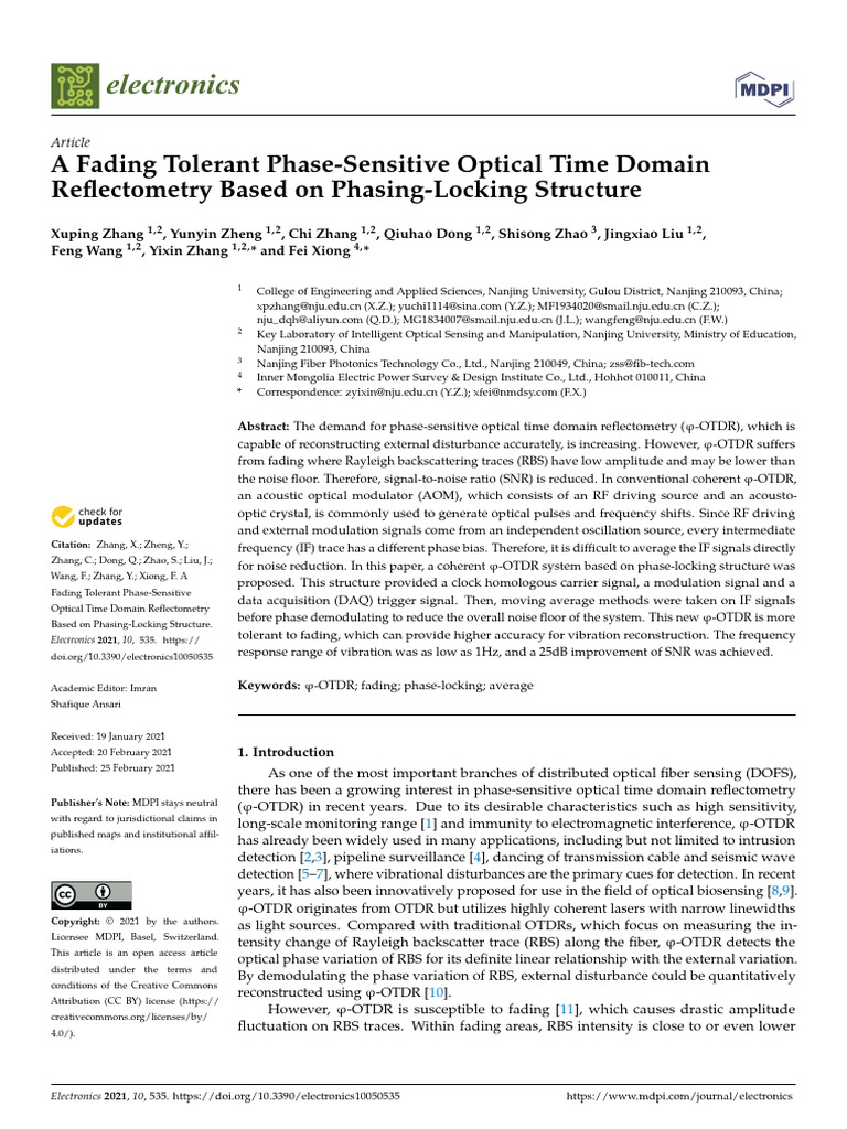 2021 A Fading Tolerant Phase-Sensitive Optical Time Domain | PDF ...