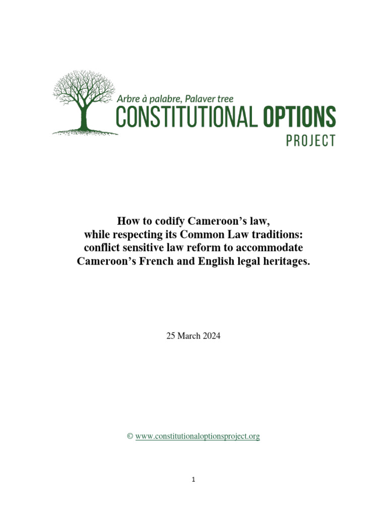 Codifying Cameroon's Law While Respecting Common Law. 25-03-2024 | PDF | Common Law ...