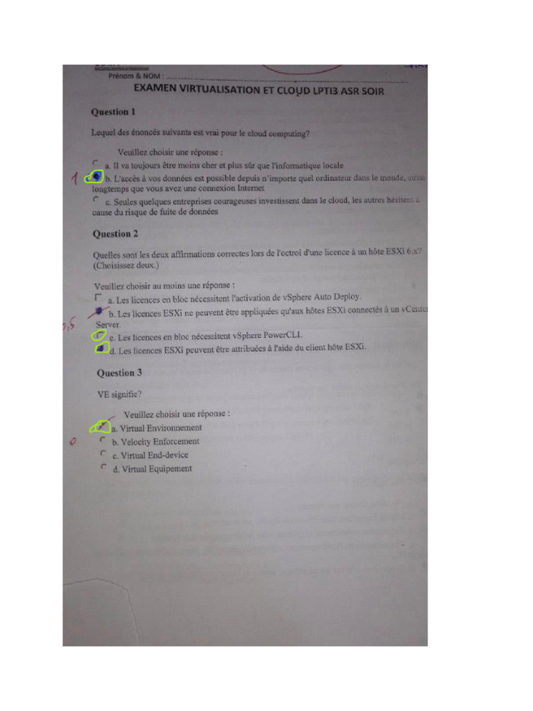 QCM Examen | PDF