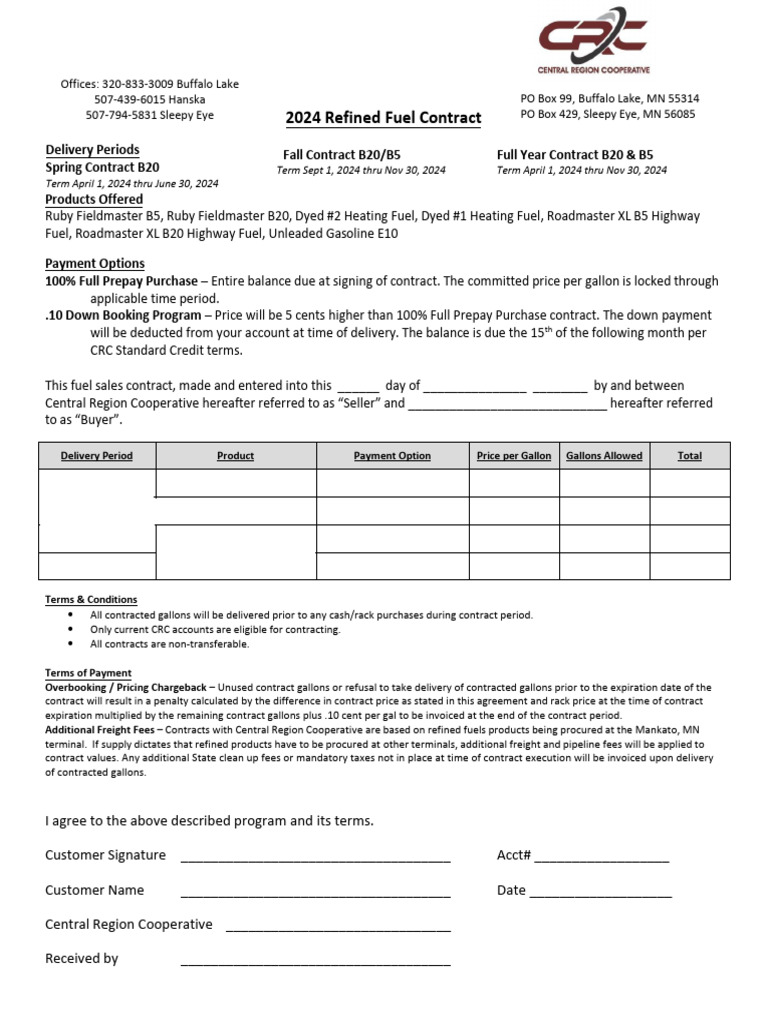 2024 Refined Fuel Contract | PDF | Prices | Biodiesel