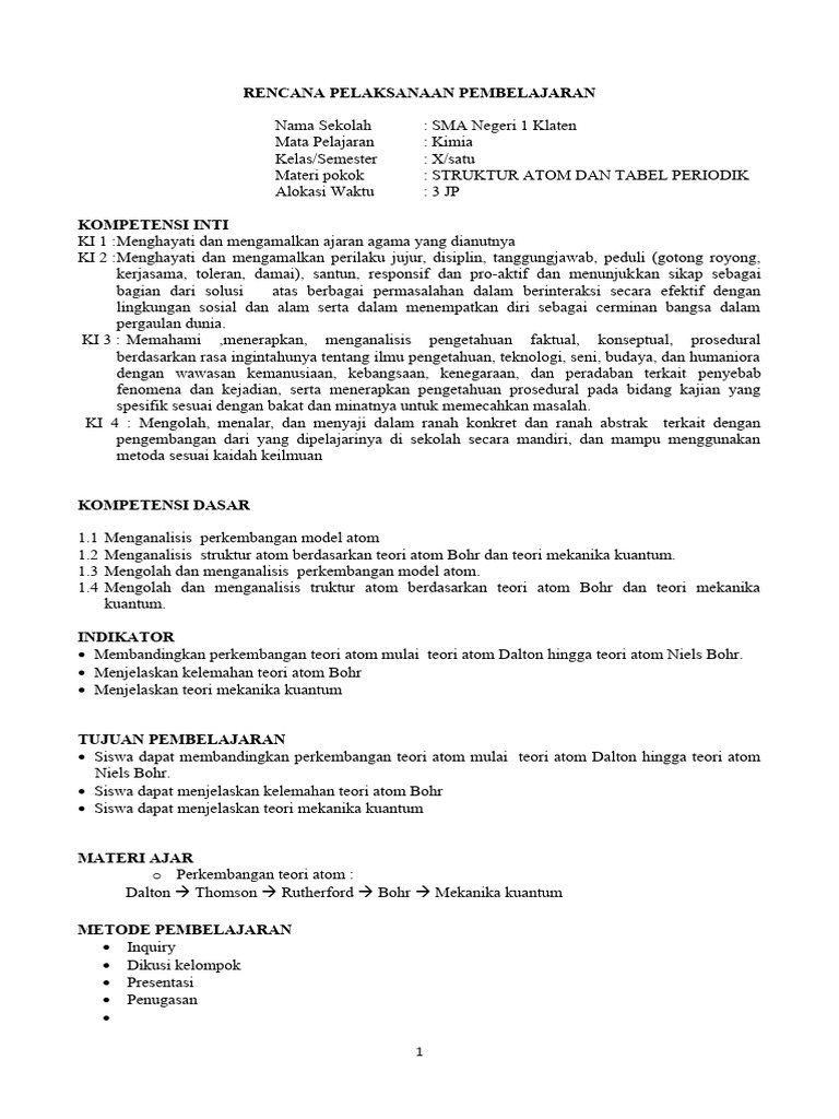 5, RPP Struktur Atom | PDF | Teknologi & Rekayasa