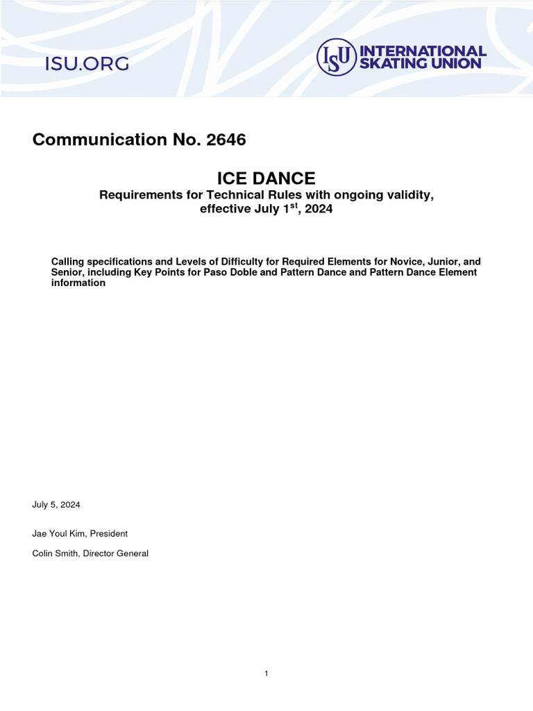 ISU 2646 ID Requirements For TR 2024-25 - Final | PDF | Athletic Sports | Skating