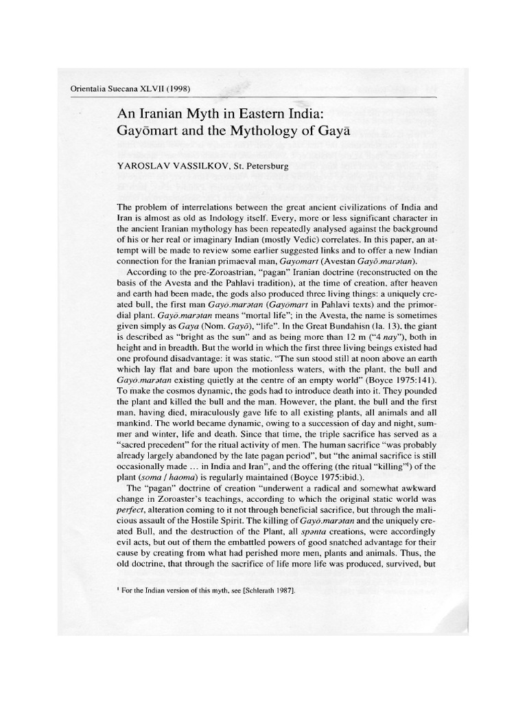 An Iranian Myth in Eastern India: Gayomart and the Mythology of Gaya ...