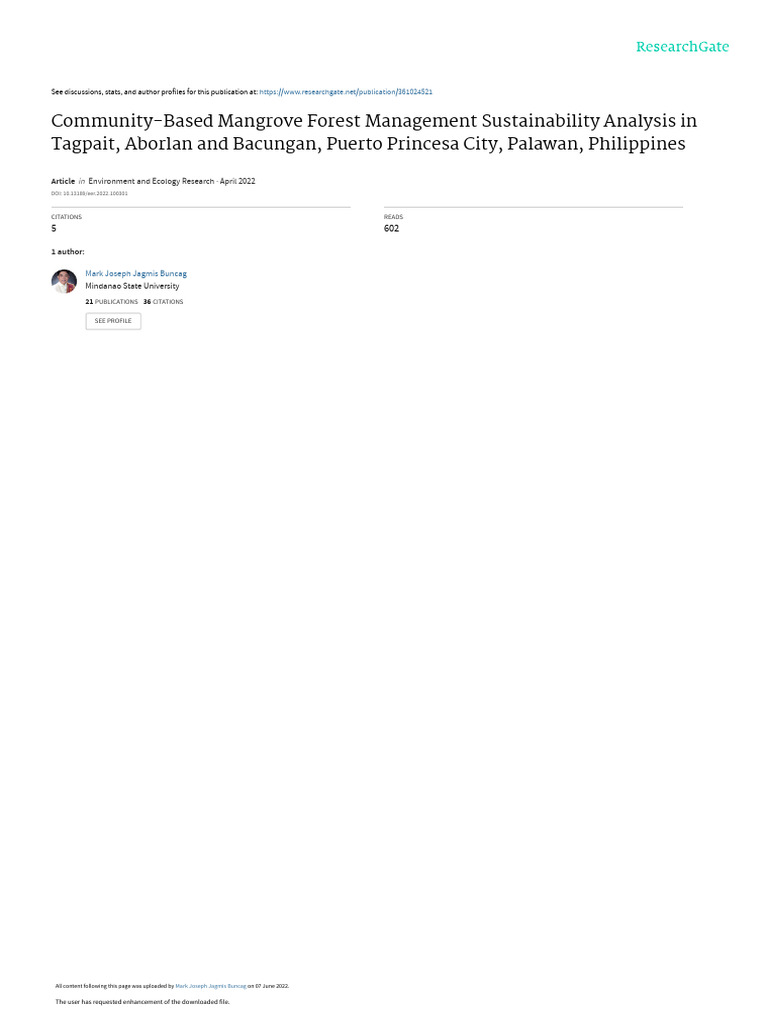 Published Paper | PDF | Sustainability | Mangrove