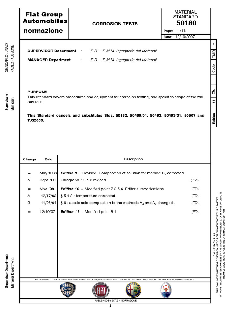 Fiat Corrosion Testing Guide | PDF | Corrosion | Materials