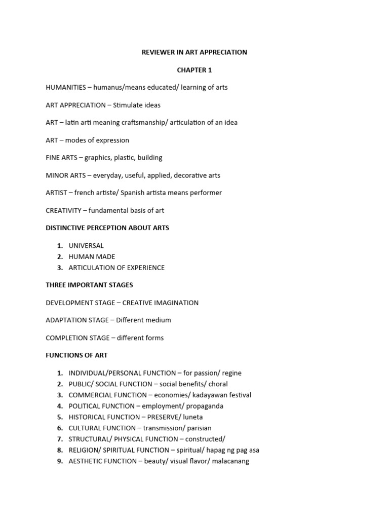Reviewer in Art Appreciation | PDF | The Arts | Paintings