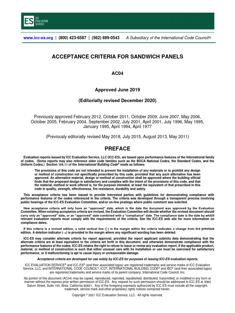 ICC—ES—AC 04—20 | PDF | Structural Load | Framing (Construction)