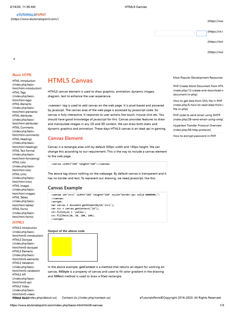 HTML5 Canvas | PDF | Html | Internet