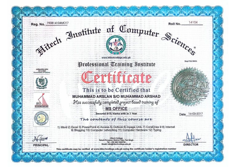 MS Office Certificate | PDF