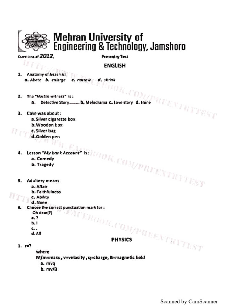 MUET Past Paper 2012 | PDF