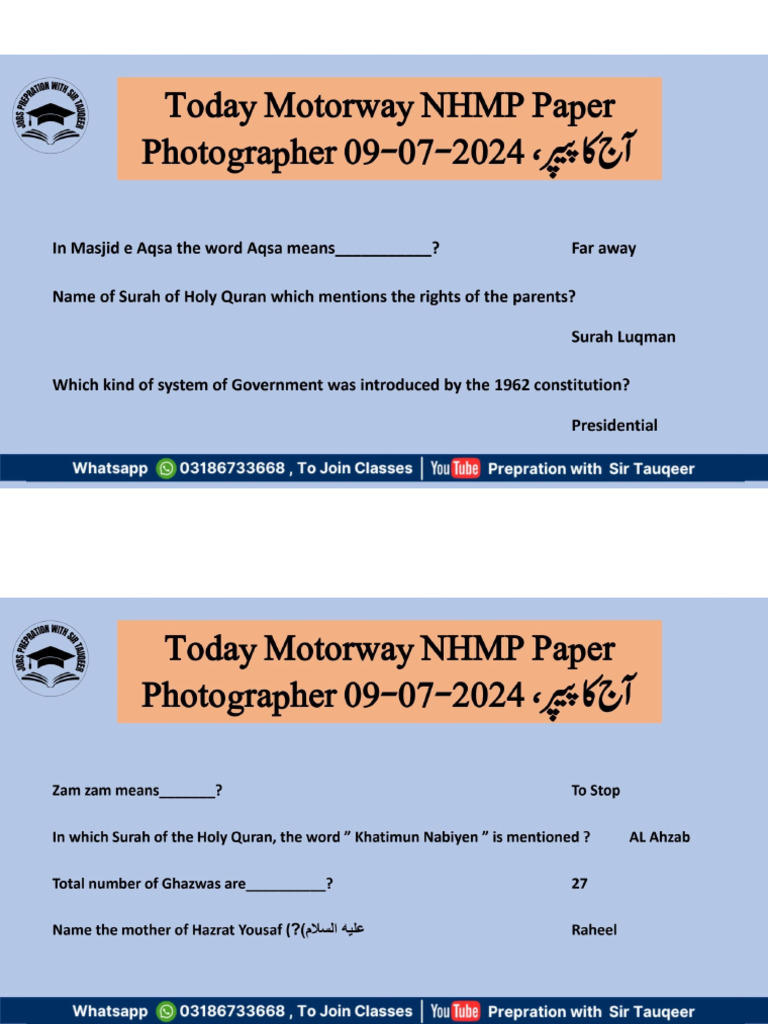 Today Motorway NHMP Paper 07-07-2024-1 | PDF