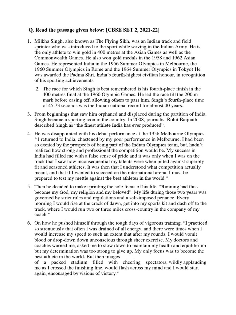 ENGLISH UNSEEN PASSAGES FOR PRACTICE | PDF