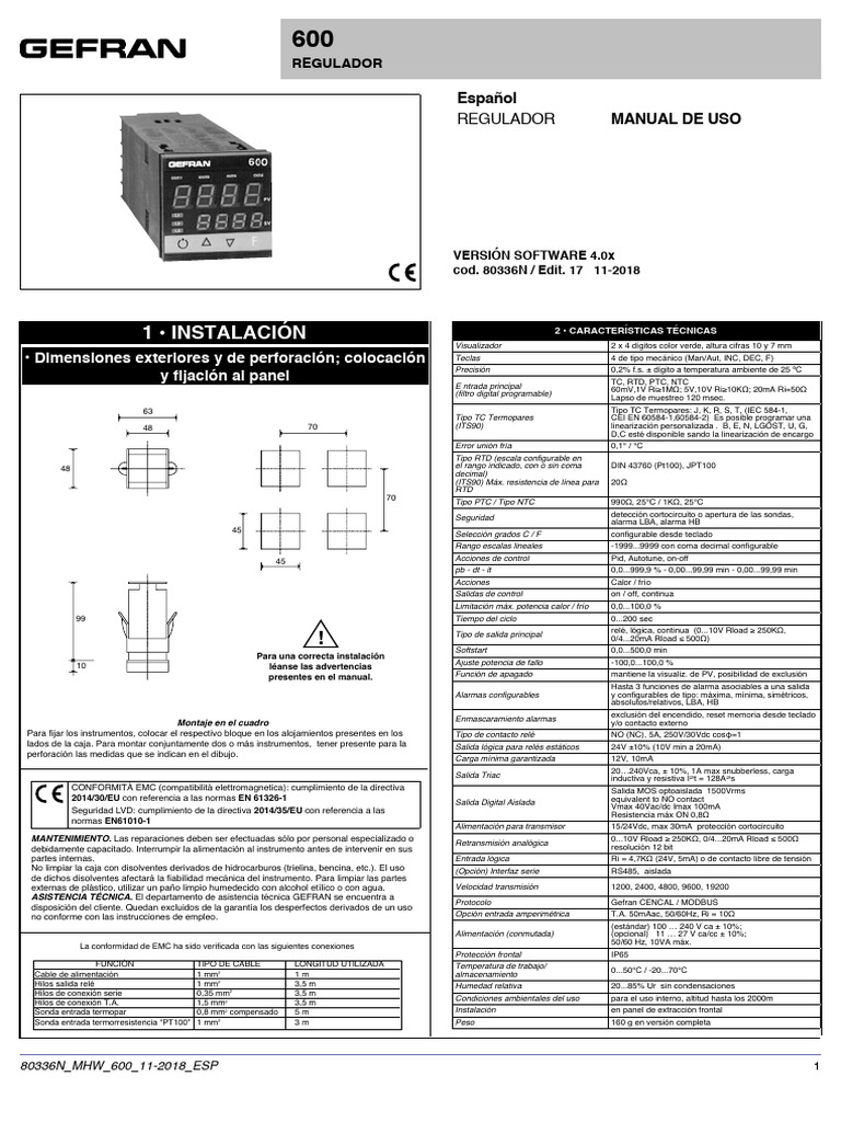 Pirometro Gefran | PDF | Relé | Par termoeléctrico